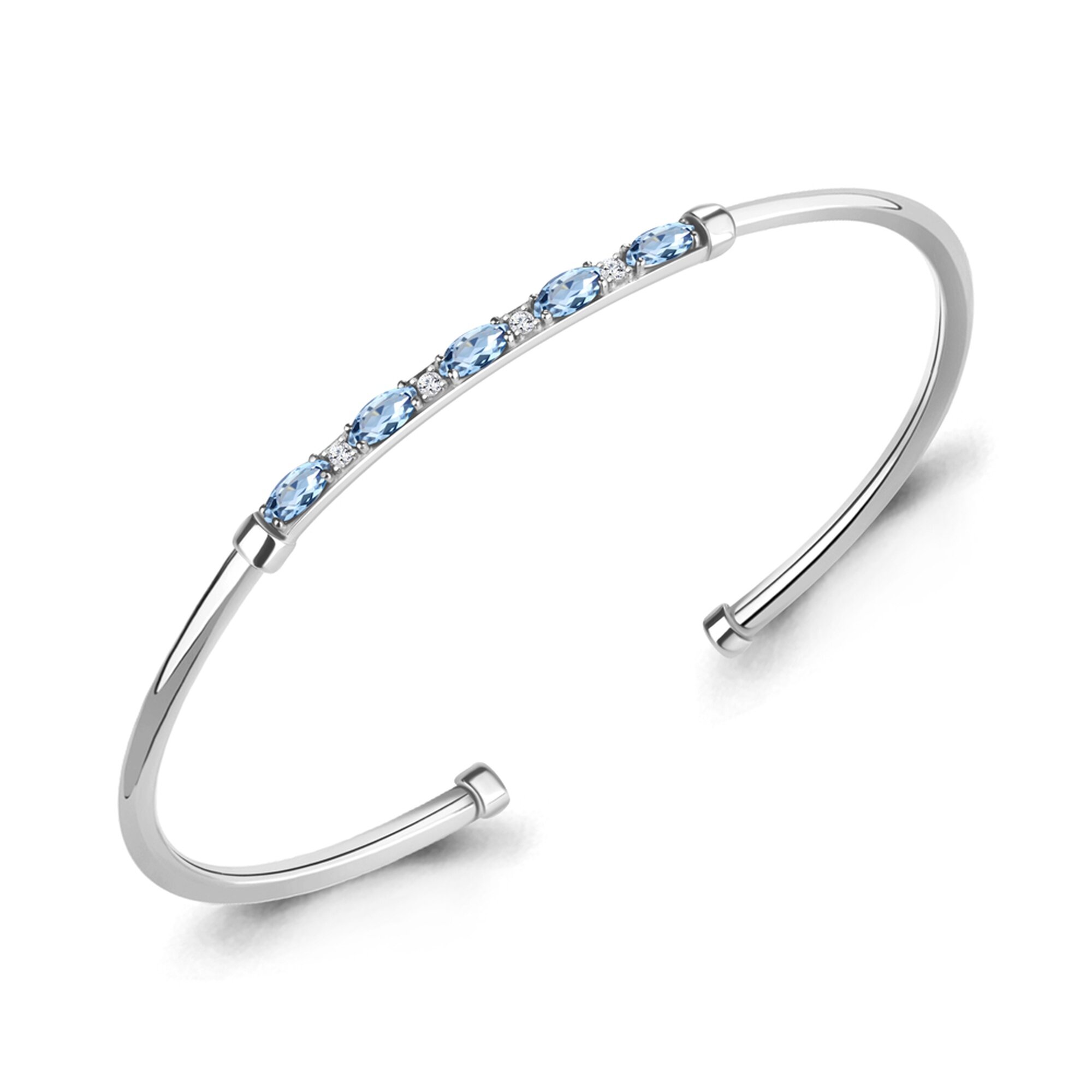 Браслет Diamant online, серебро, 925 проба, родирование, топаз, фианит