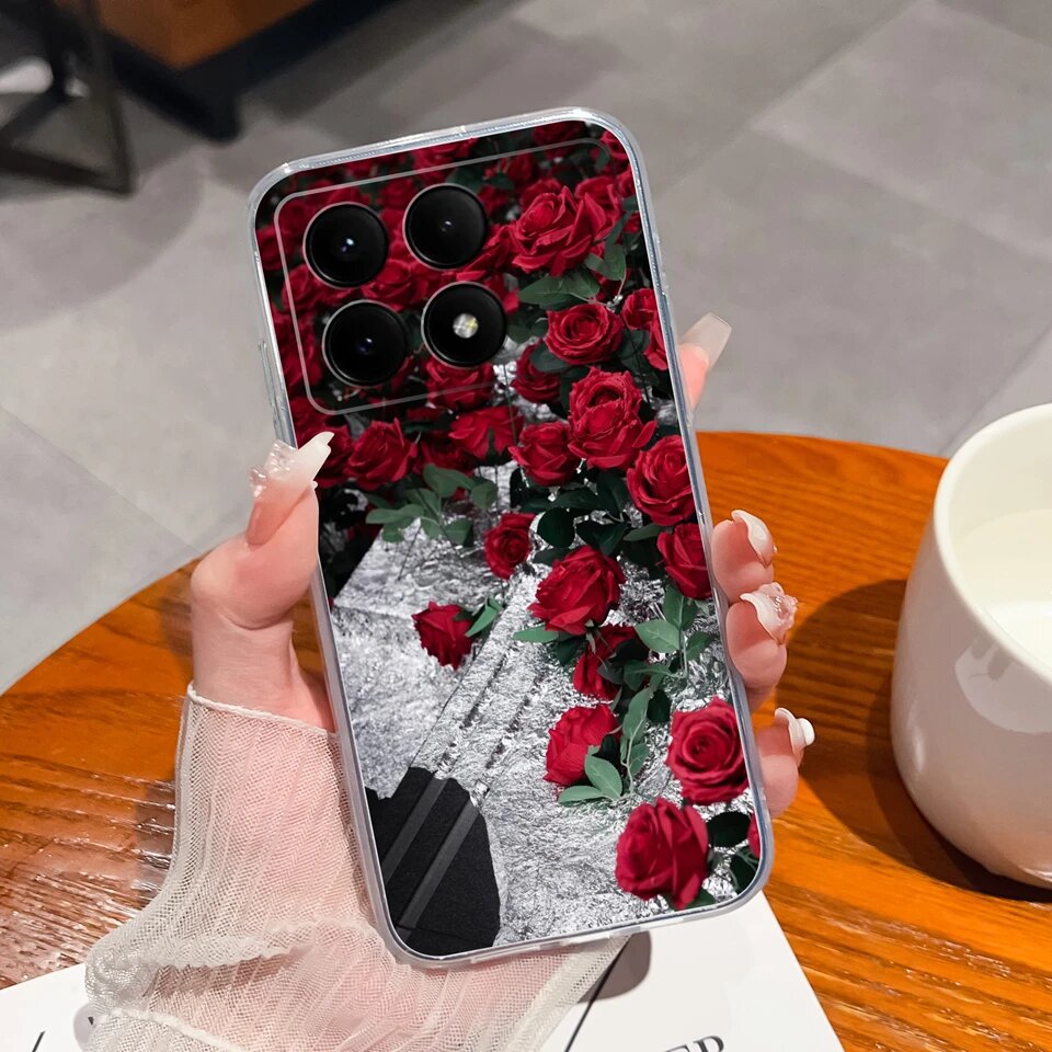 Для Xiaomi Poco X6 Poco X6 Pro 5G чехлы Love Heart Flower прозрачный U843, Poco X6 Pro 5G