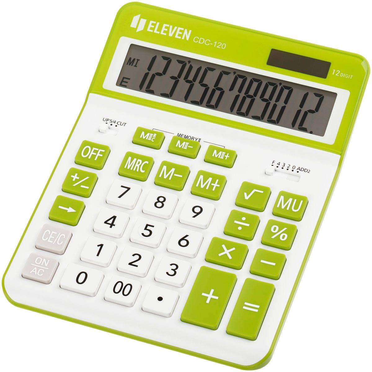 Калькулятор настольный Eleven CDC-120-WH/GN, 12-разрядный, дв. питание, белый/салатовый (CDC-120-WH/GN), 40шт.