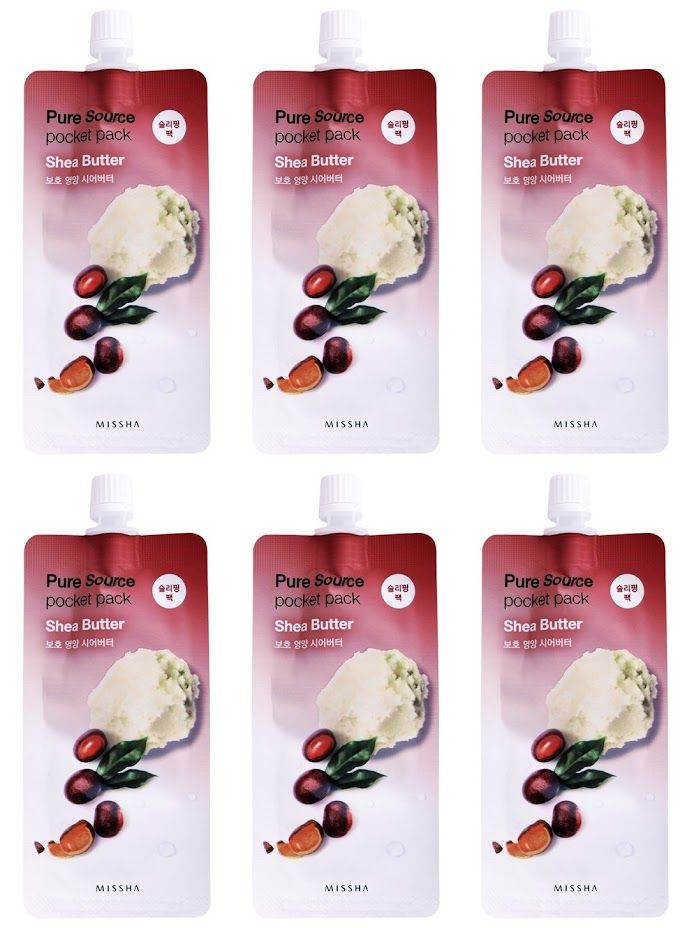 Missha Маска кремовая ночная с маслом ши Pure Source Pocket pack Shea Butter, 10 мл, 6 шт