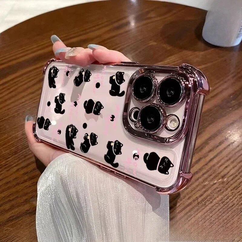 Для Vivo Y38 Y27 Y36 Y78 Y52S Y31S V29E Y200 Y100i Y27S Y36 Y35 Y27 Y32 Y33S Y77E Y19 Y5S чехол для телефона с милым черным котом на заднюю крышку