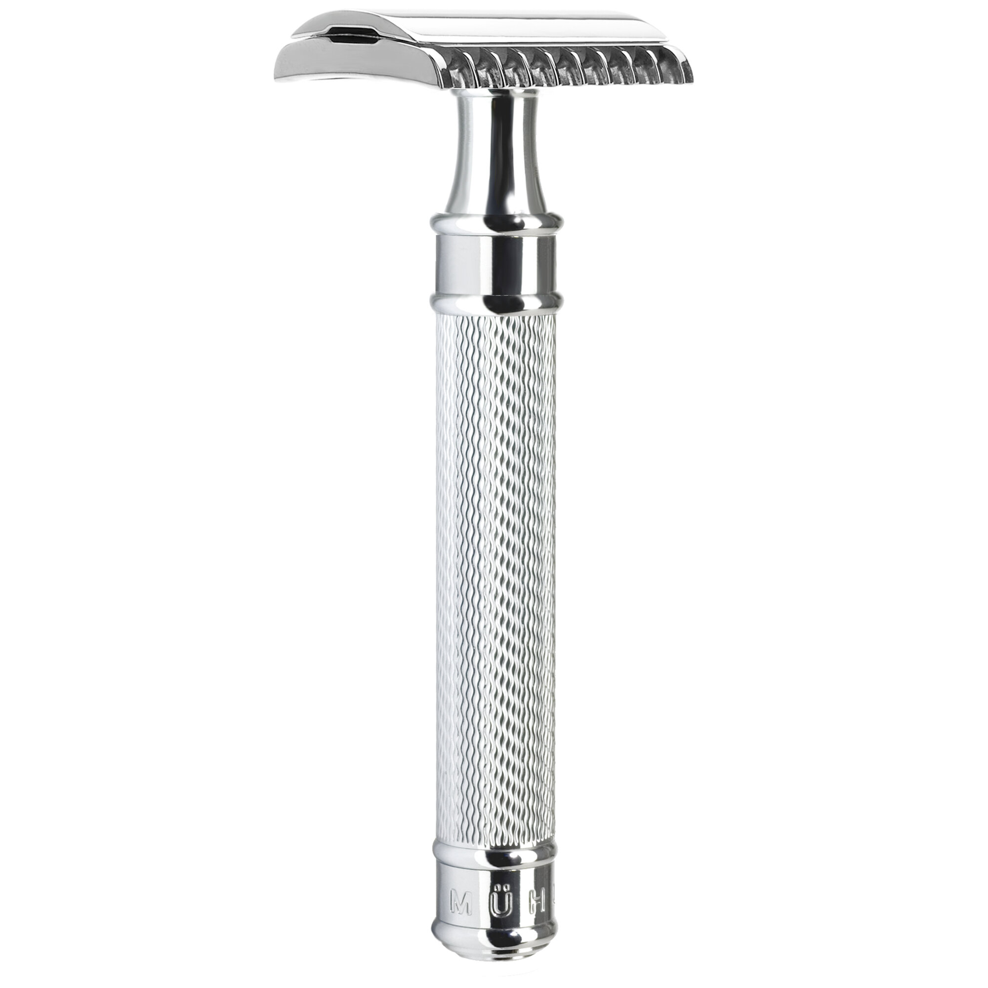 Т-образная бритва Muehle Traditional R 41 Grande, c удлиненной ручкой, хром, open comb