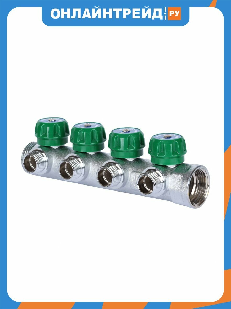 Коллектор Stout регулирующий SMB-6850-013404 1", 4 отвода 3/4" ЕК