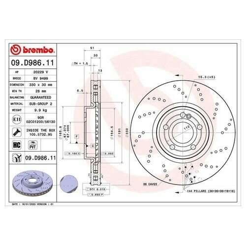 Диск тормозной Brembo 09D98611