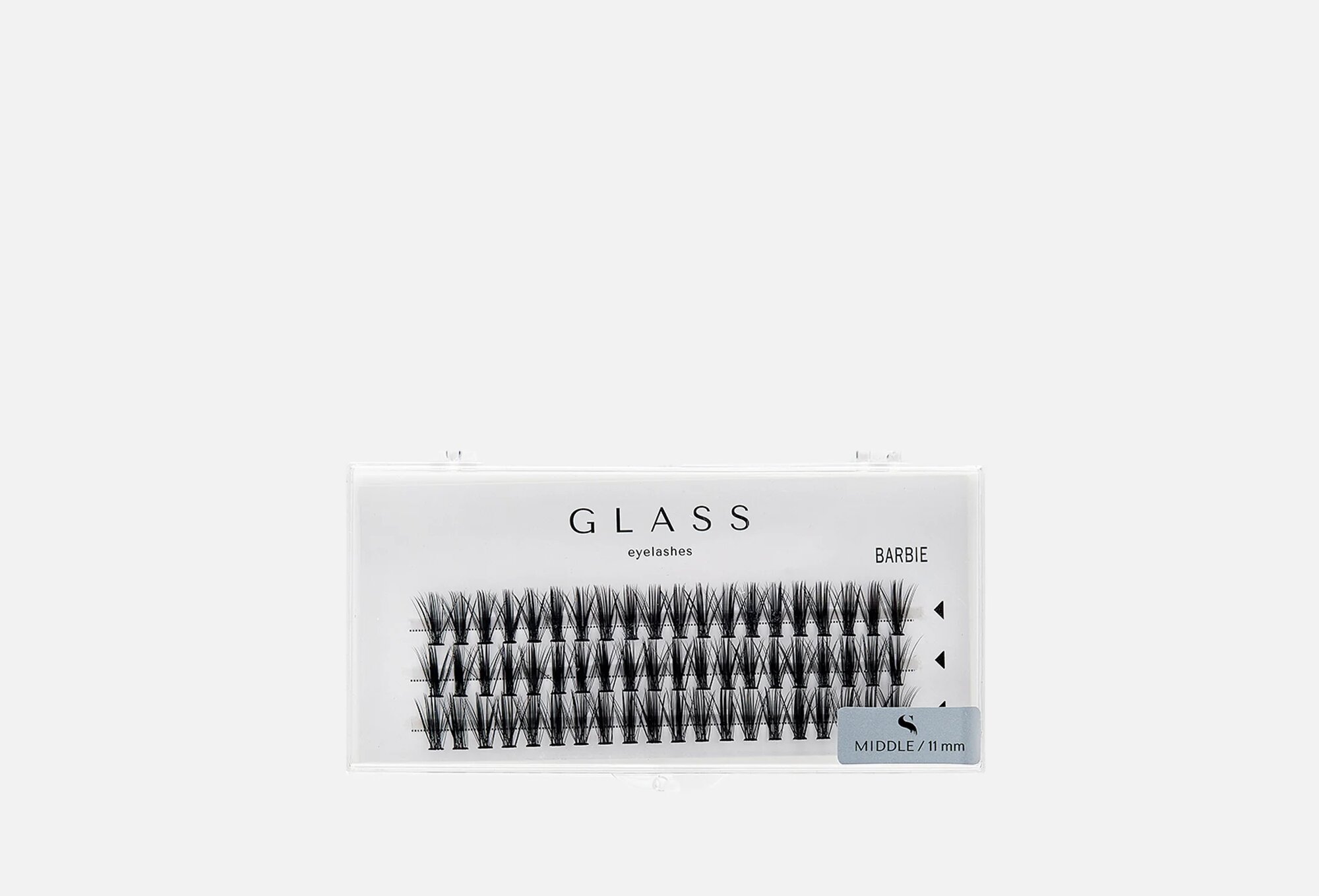 GLASS EYELASHES eyelashes barbie curl c middle 30D 11 mm Накладные ресницы 60 шт