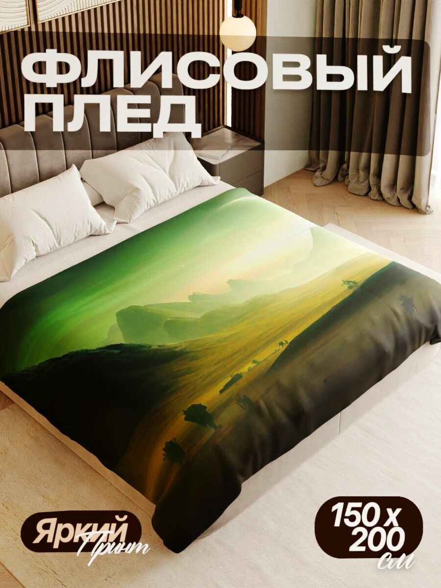 Плед флисовый 150х200 см мягкий теплый покрывало для дома