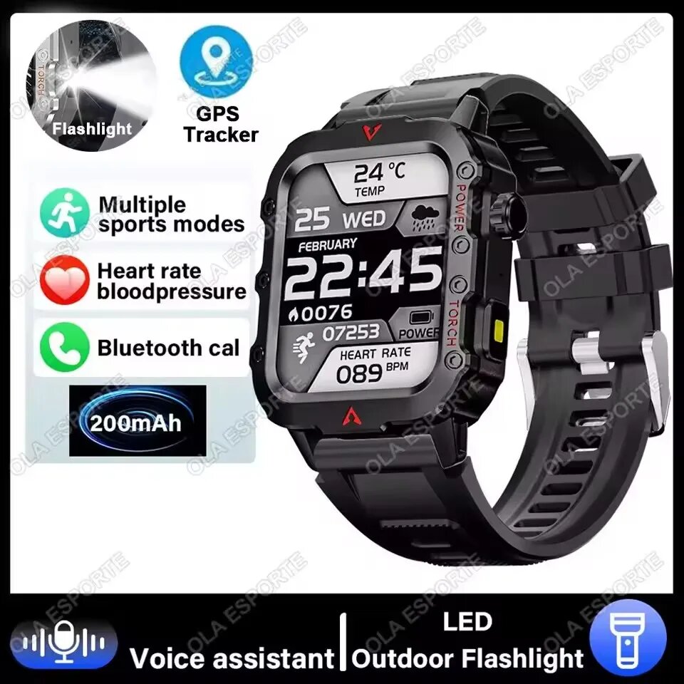Мужские умные часы Military Smartwatch GPS 3ATM 1.44 Black1