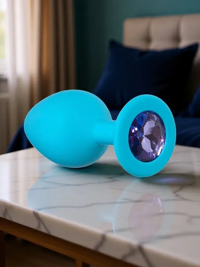 Анальная пробка Emotions Cutie Medium Turquoise light purple crystal