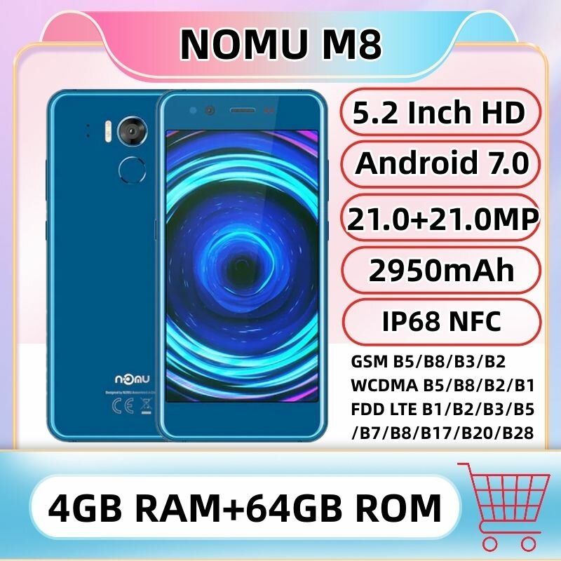 Nomu Смартфон Global 4/64 ГБ, Nano-SIM, синий