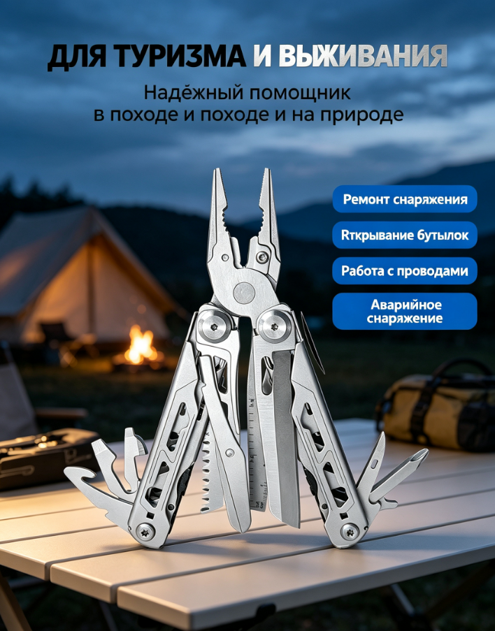 Складные плоскогубцы из нержавеющей стали, многофункциональные щипцы для кемпинга, туризма и отдыха на природе