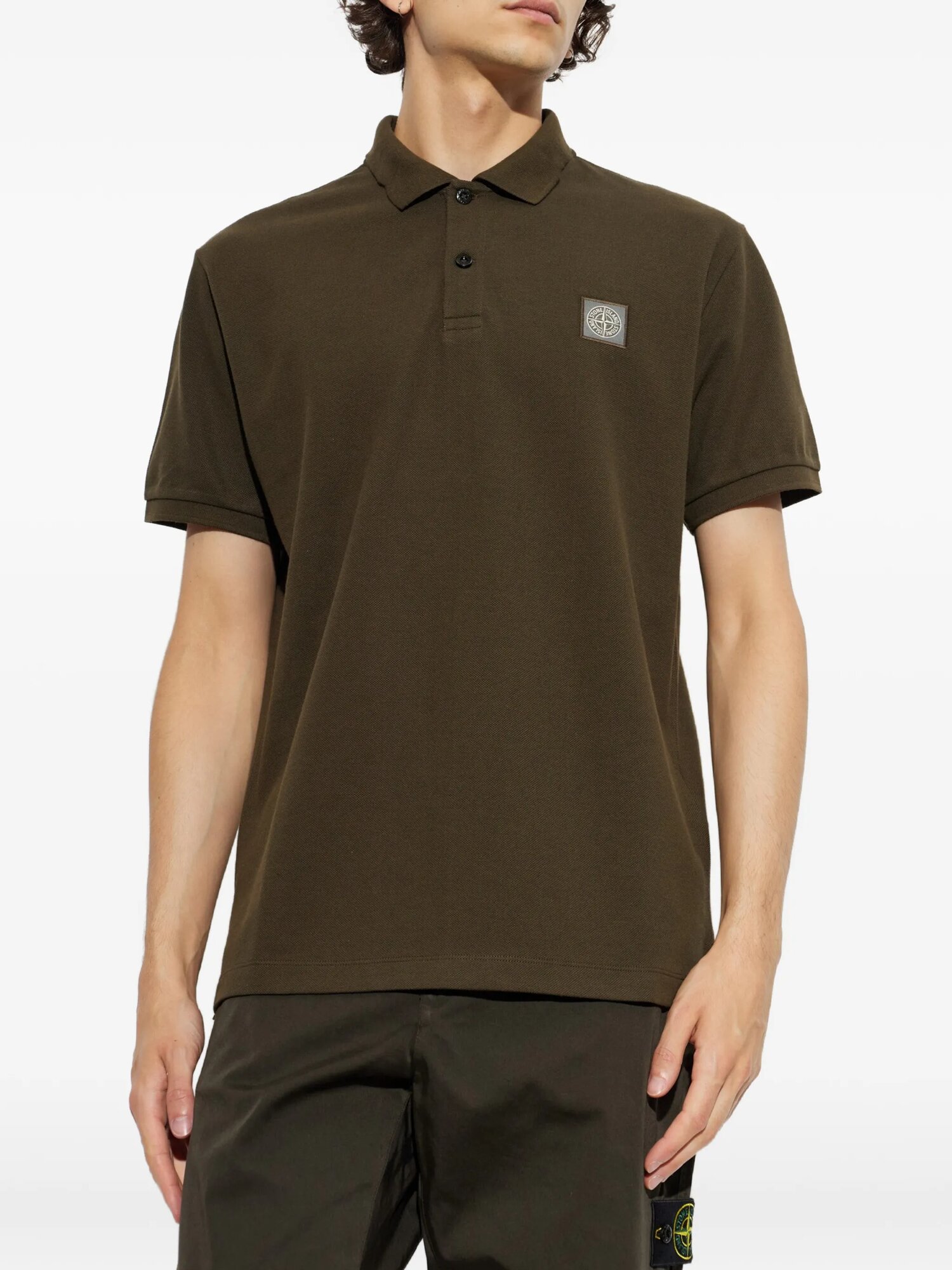 Рубашка Stone Island Logo-patch short-sleeve polo shirt, размер S — фото 1