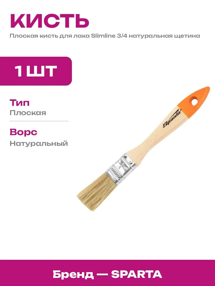 Кисть для покраски 20 мм натуральная плоская для детейлинга