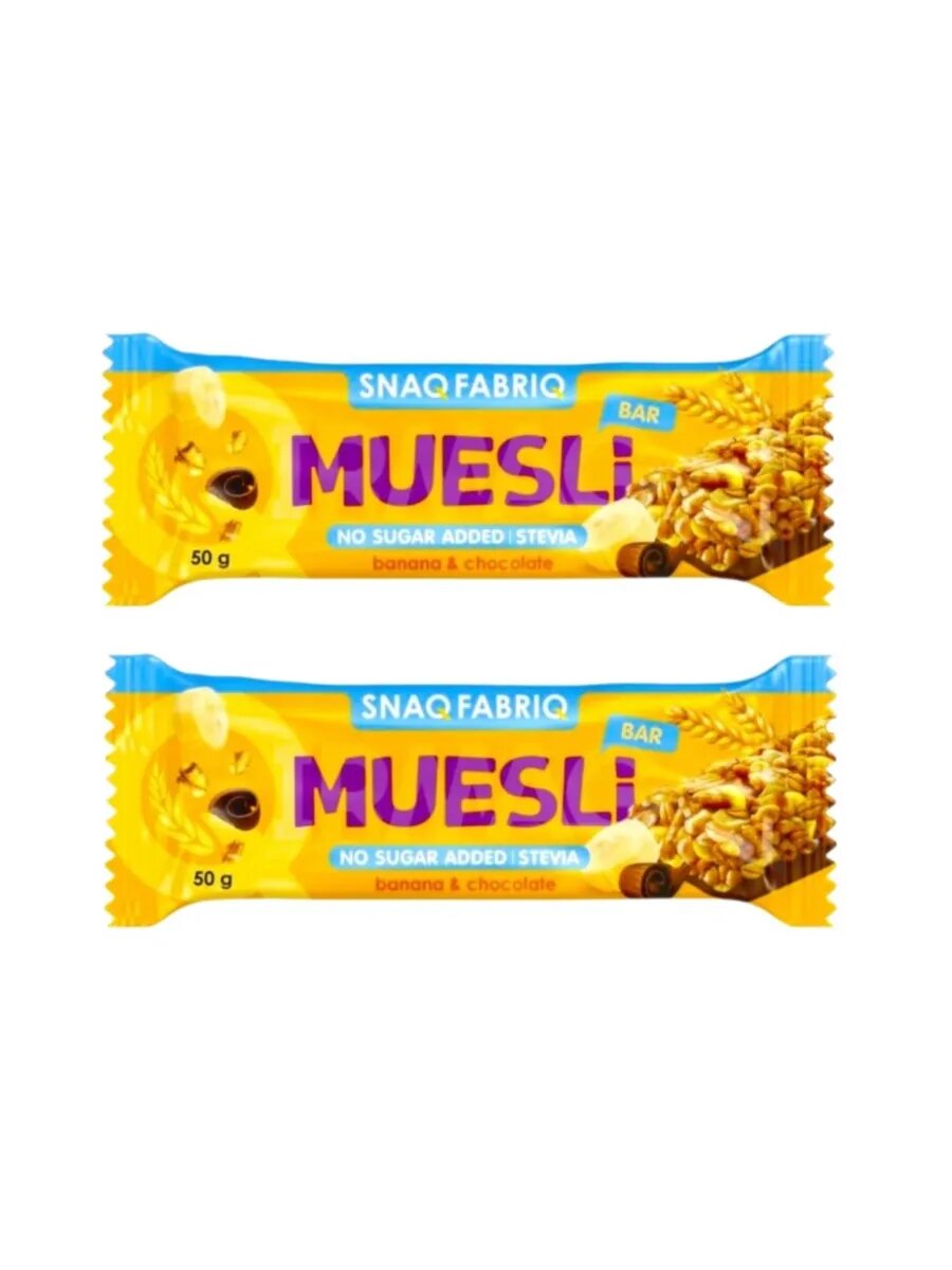SNAQ FABRIQ Батончик мюсли молочный шоколад, банан, 50 г, 2 шт