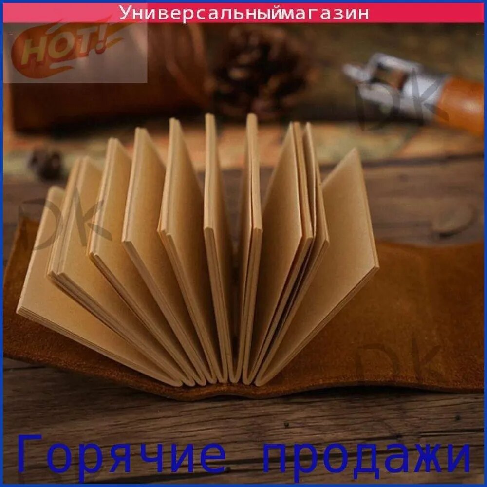 Блокнот A7, 320 листов, натуральная кожа, коричневый, сшитый, винтажный стиль, ручная работа — фото 1