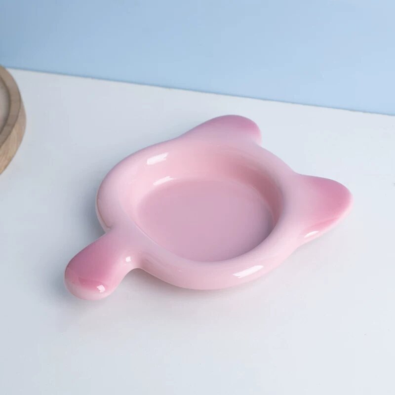 Керамическая кормушка для кошек и собак, розовый цвет, прочная нескользящая подставка, идеальна для подачи еды