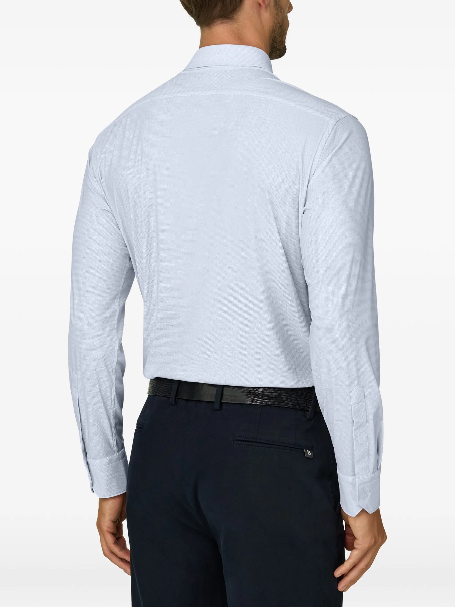 Рубашка Boggi Milano Shirt micro patterned nylon stretch slim fit B Tech, размер M, Синий принт — фото 1