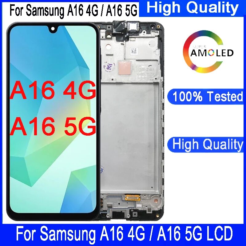 6,7 "Super AMOLED для Samsung A16 4G SM-A165F ЖК-дисплей с цифровым A16 4G With Frame