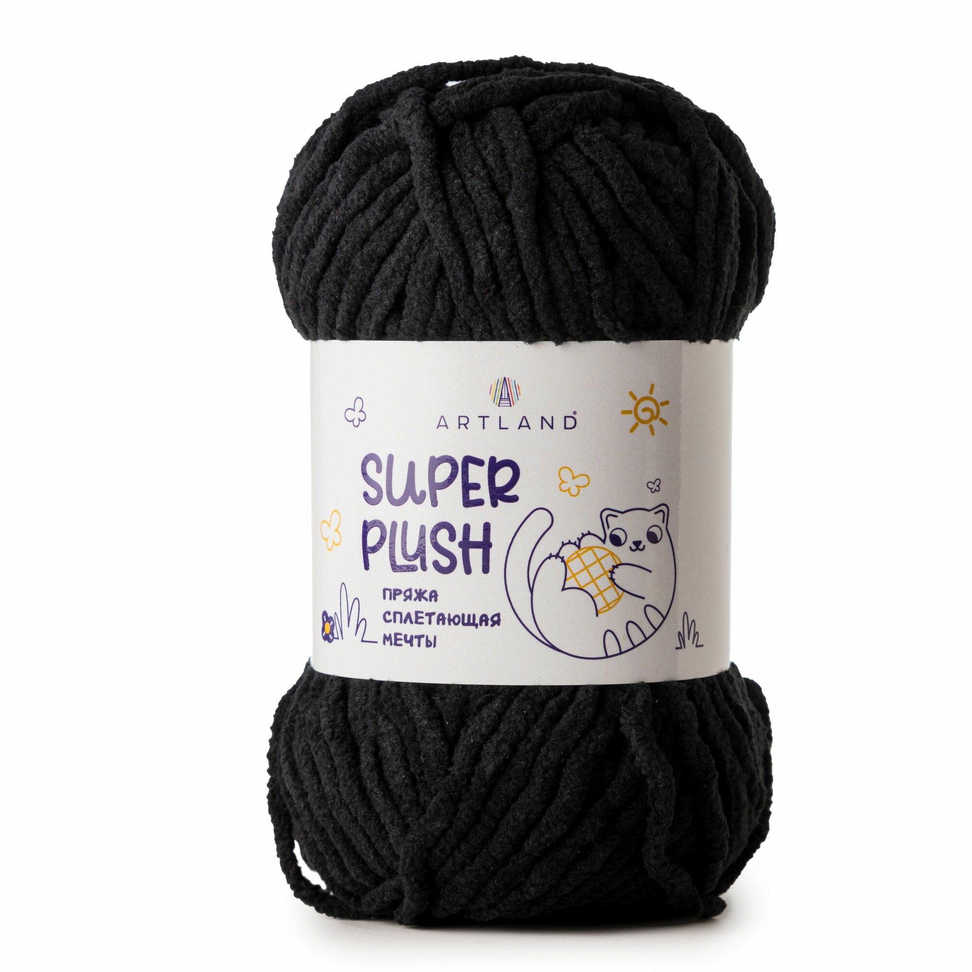 Пряжа для вязания Artland Super Plush 2 мотка (60 м, 50 гр), цвет 16 черный