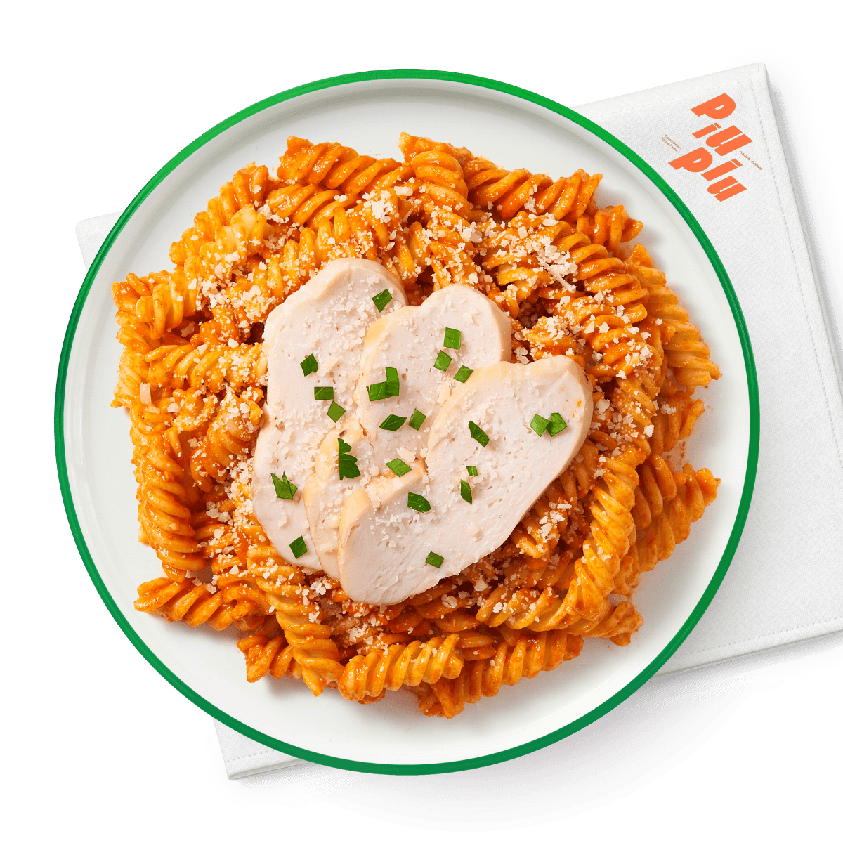 Паста Фузилли с соусом Ромеско и куриной грудкой Су-вид Piu Piu