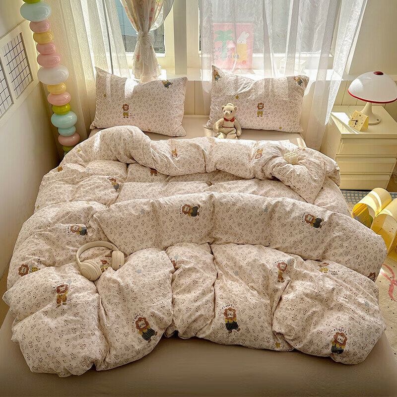 Комплект постельного белья ROMON Lucky Little Lion Cloud Cotton Ultra-Soft 4 предмета 1.8м простыня и 200x230 см