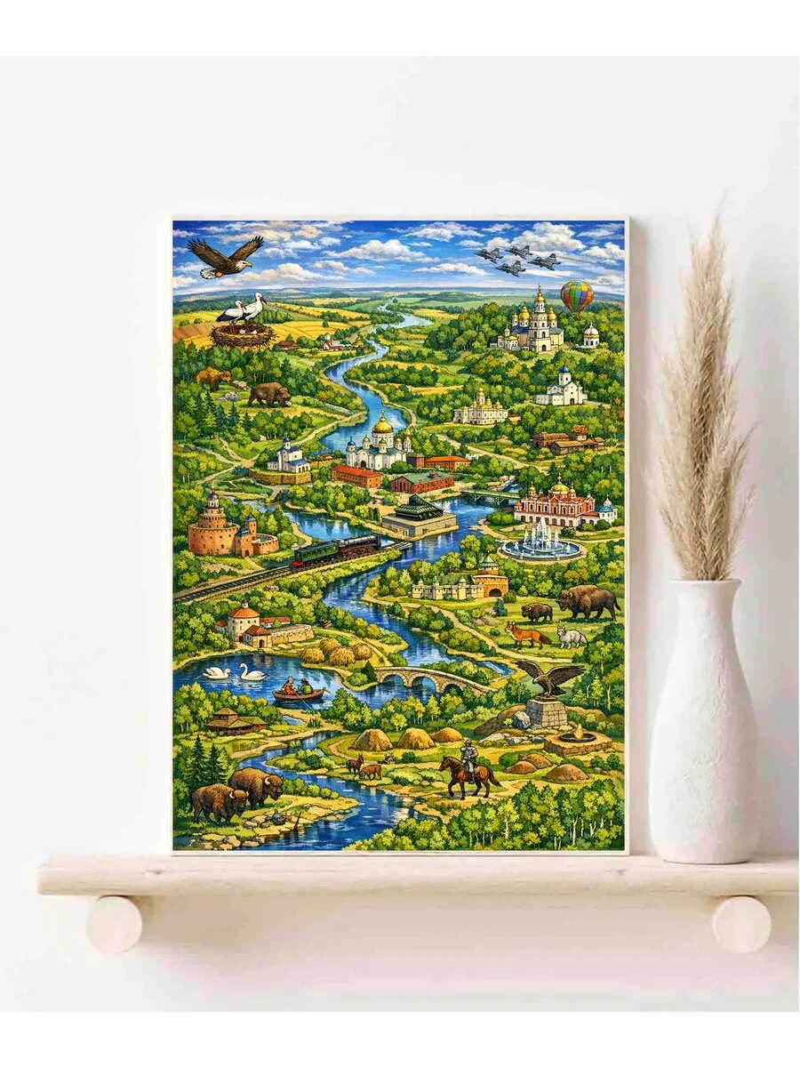 Орловская область, Россия, Fantasy Map, Карта, Плакат 30x42