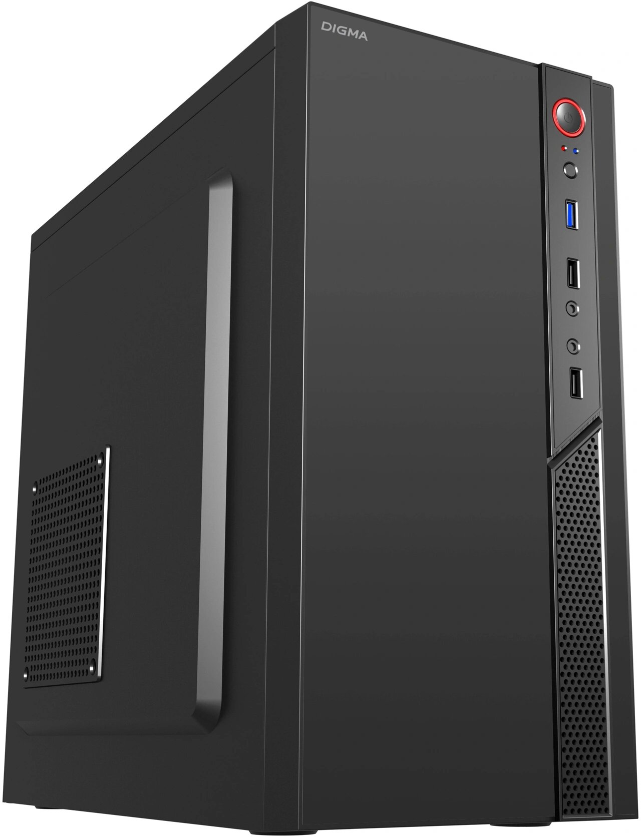 Корпус Digma DCC-MN306 черный без БП mATX 1x80mm 1x92mm 120mm USB2.0 1xUSB3.0 audio