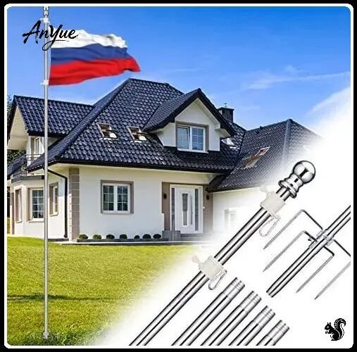 Наземные флагштоки для наружного дома - 299cm(Диаметр трубы 2.5cm) Дворовая подставка для флага для улицы, ветроустойчивая и Защита от ржавчины