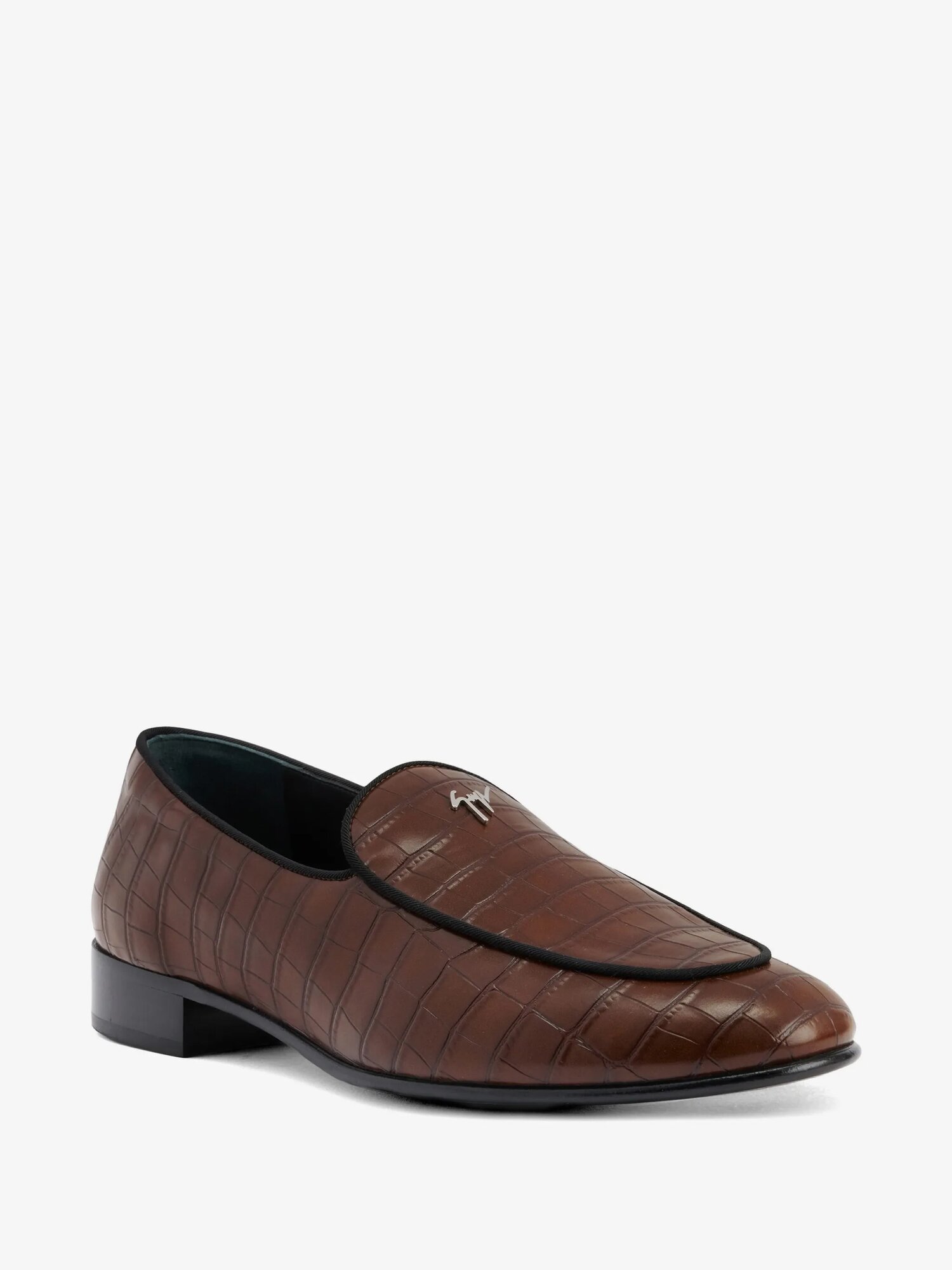 Лоферы Giuseppe Zanotti Crocodile-effect logo loafers, размер 44 EU, коричневый — фото 1