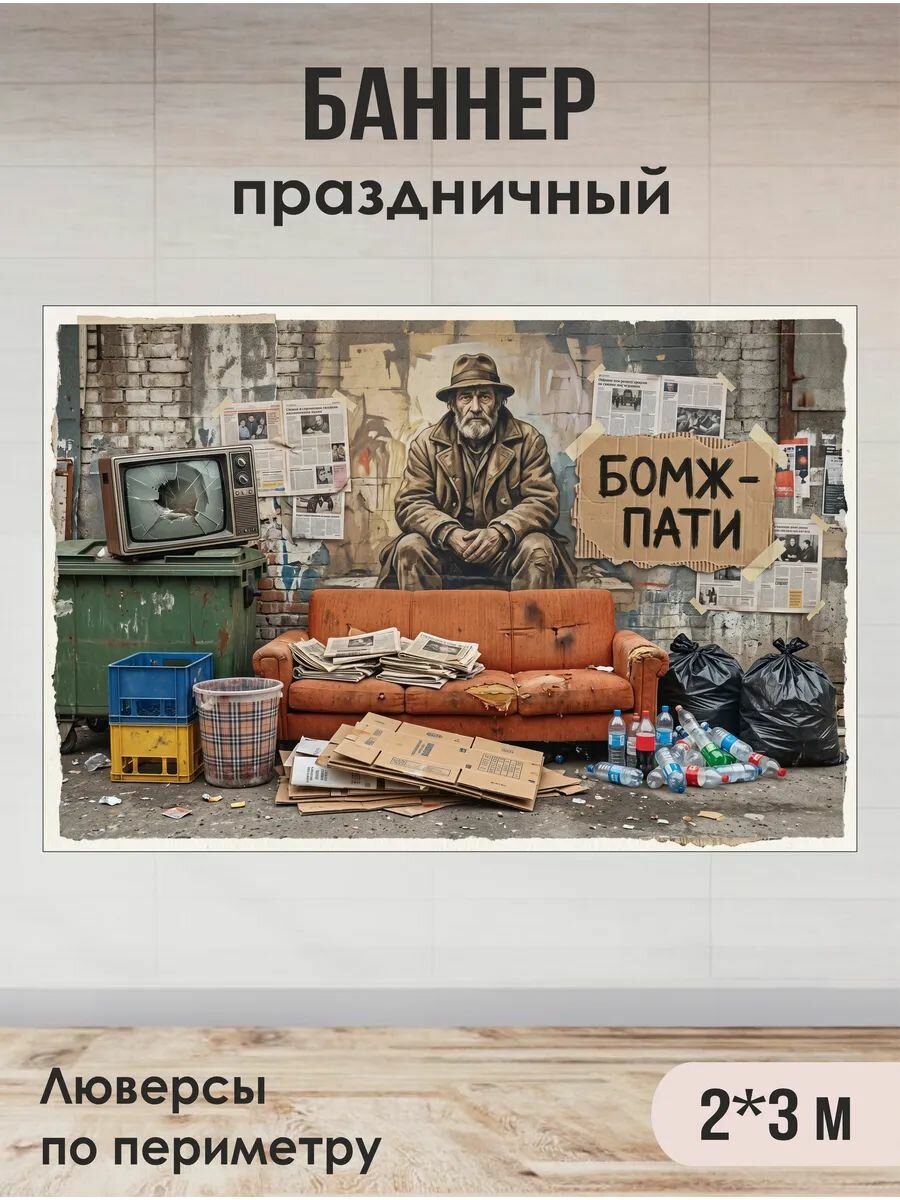 Фотозона баннер вечеринка бомж пати