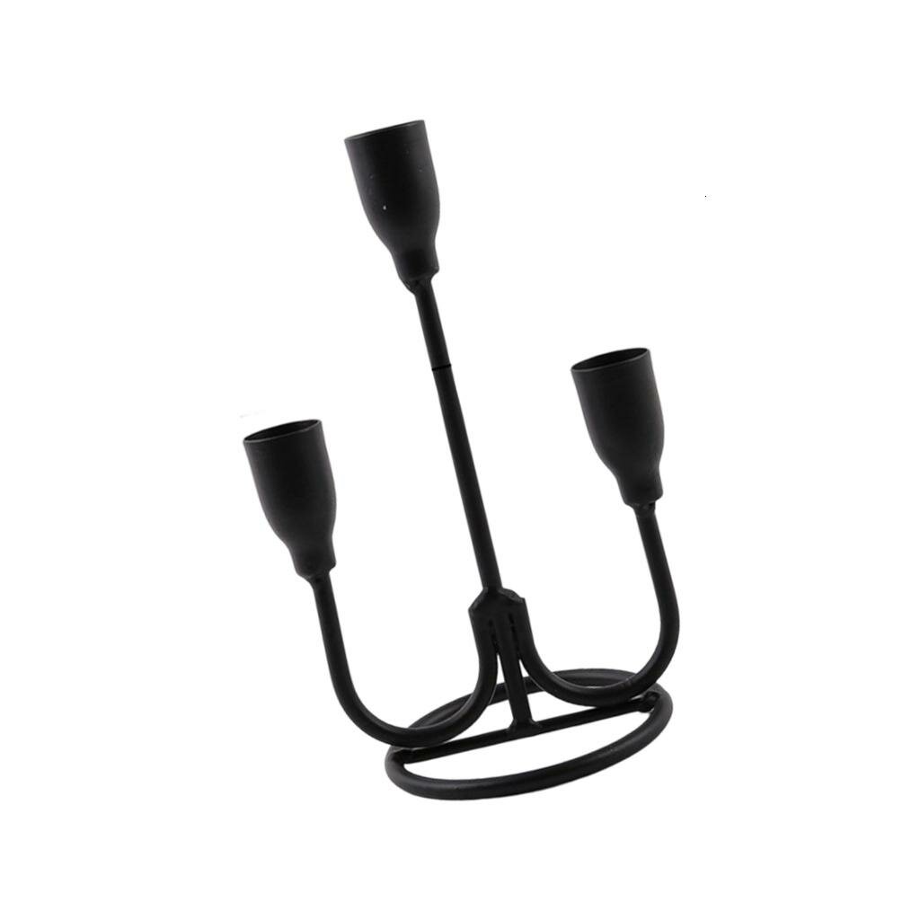Трехрожковый подсвечник из металла, Черный