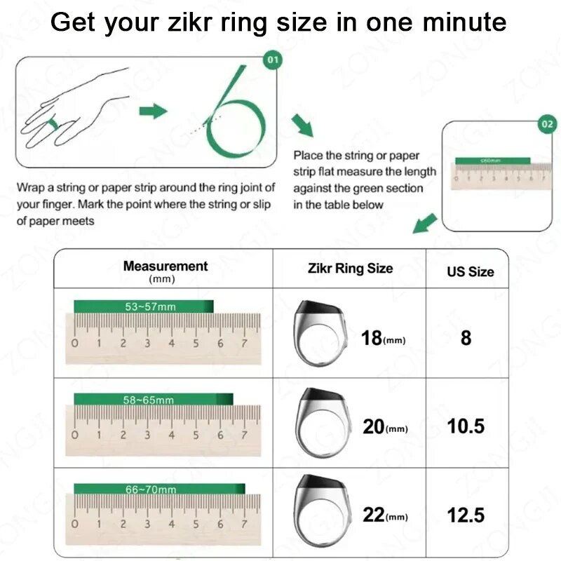 IQibla Smart Zikr Ring E01 20, Black Gray — фото 1