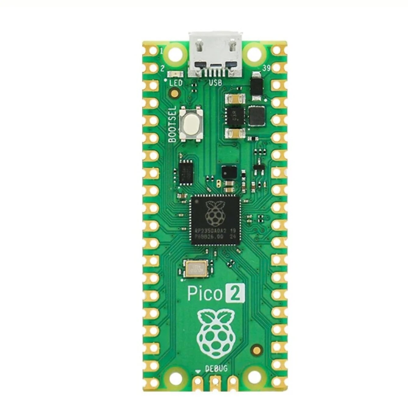 Модуль Waveshare RP2350 USB A для Raspberry Pi Pico 2 Зеленый, Pi Pico 2