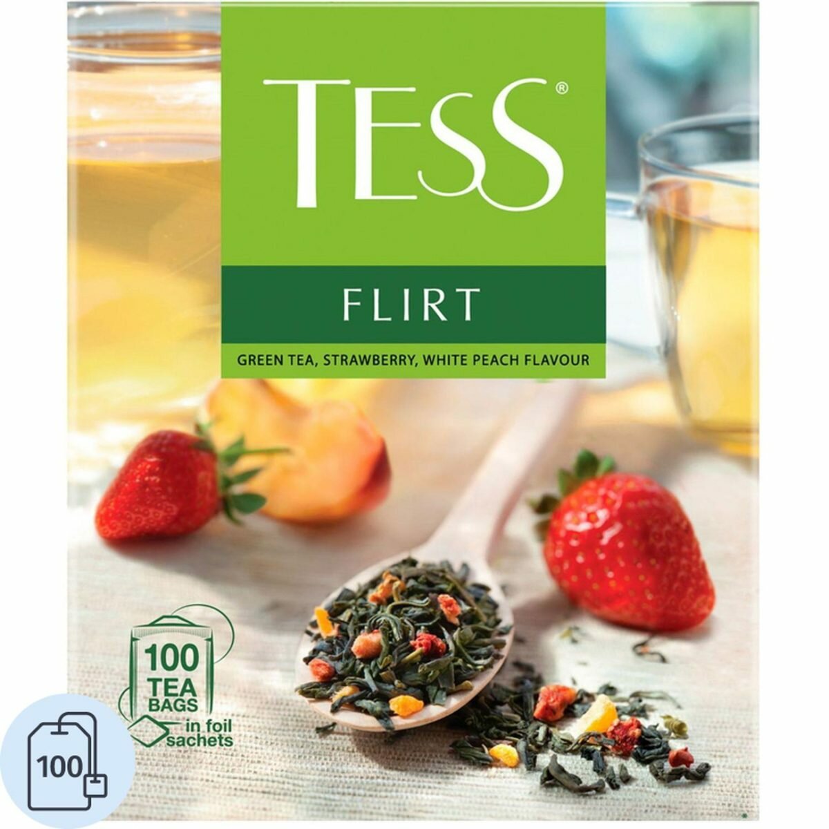 Чай Tess Flirt зеленый с клубникой 1,5гх100шт (1783302), 9 уп.