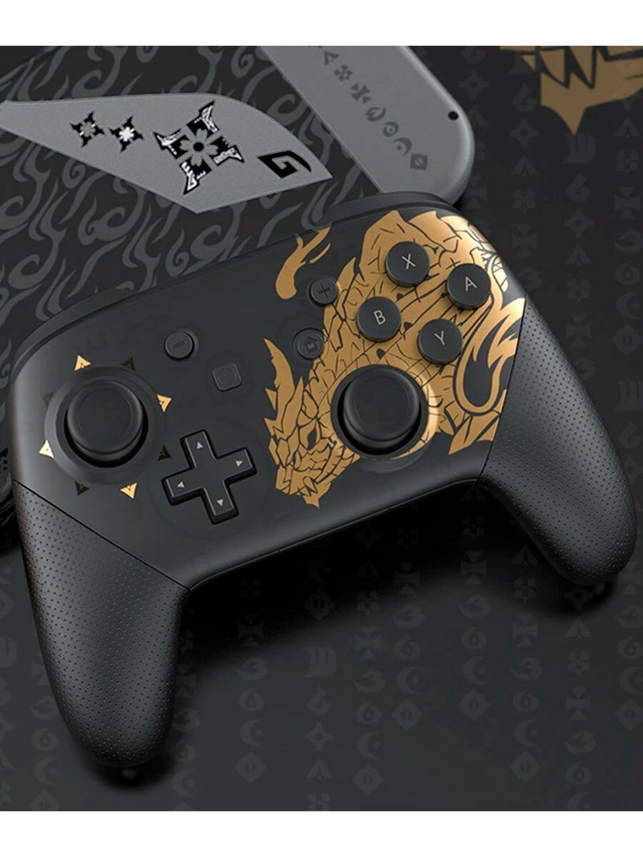 Беспроводной Геймпад Switch PRO Monster Hunter (Черный/Золотой)