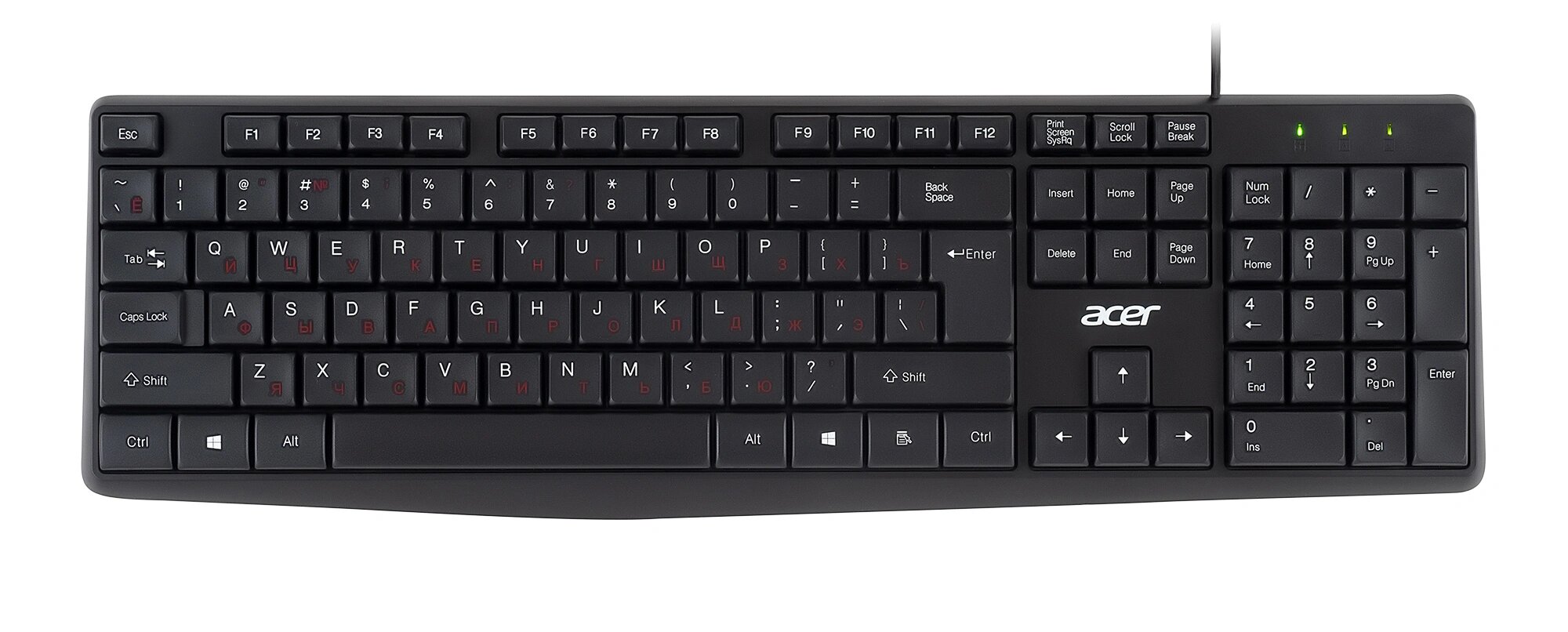 Клавиатура Acer OKW121 черный USB (ZL. KBDEE.00B) кабель 1.5м мембранная