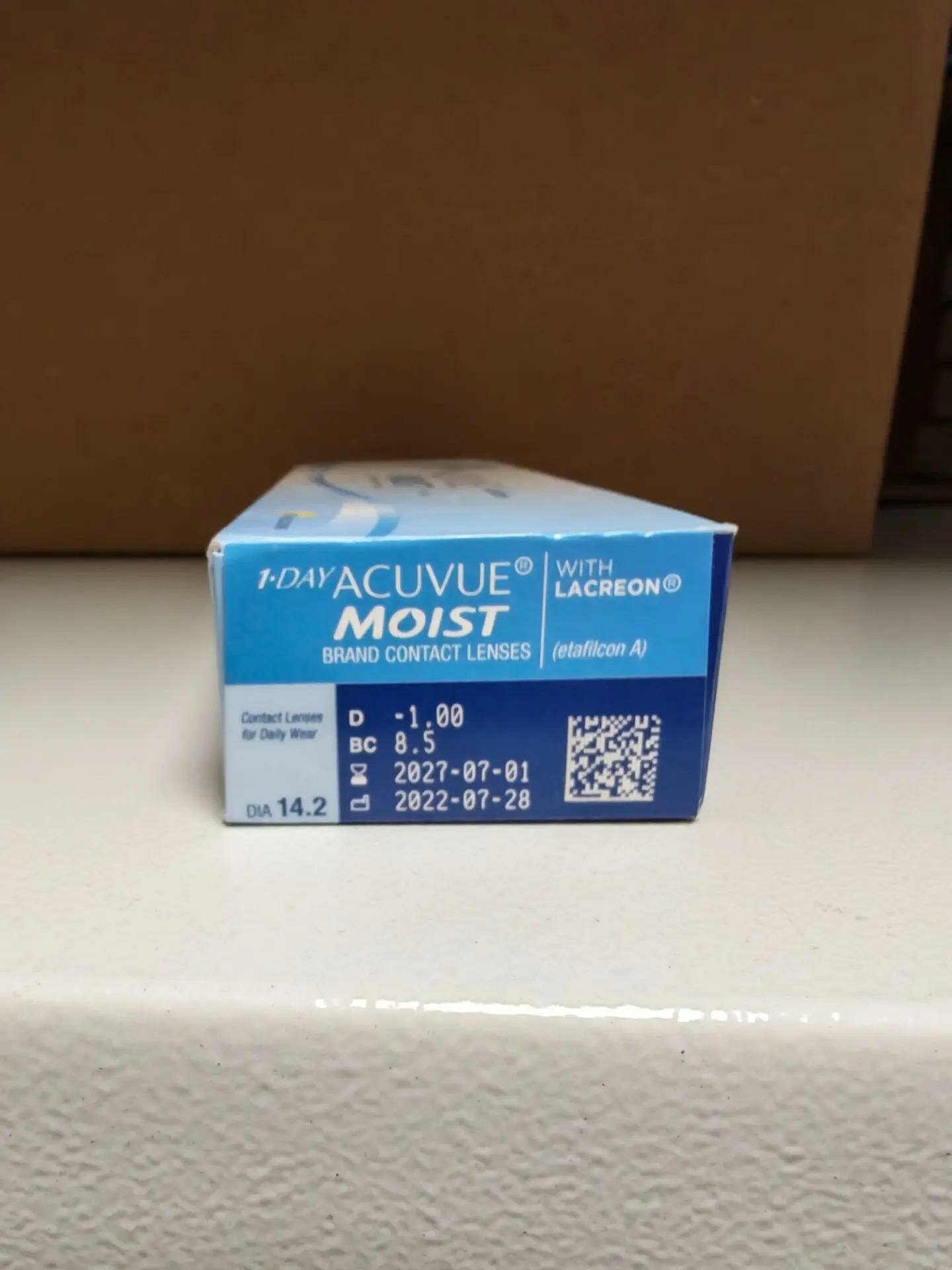 Контактные линзы Acuvue 1-day Moist, однодневные, -1.0, радиус кривизны 8.5, 30шт.