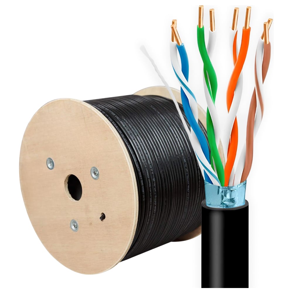 Кабель витая пара 5Bites ftp/solid/5e/24awg/copper/pe/black/outdoor/drum/305m FS5505-305CPE