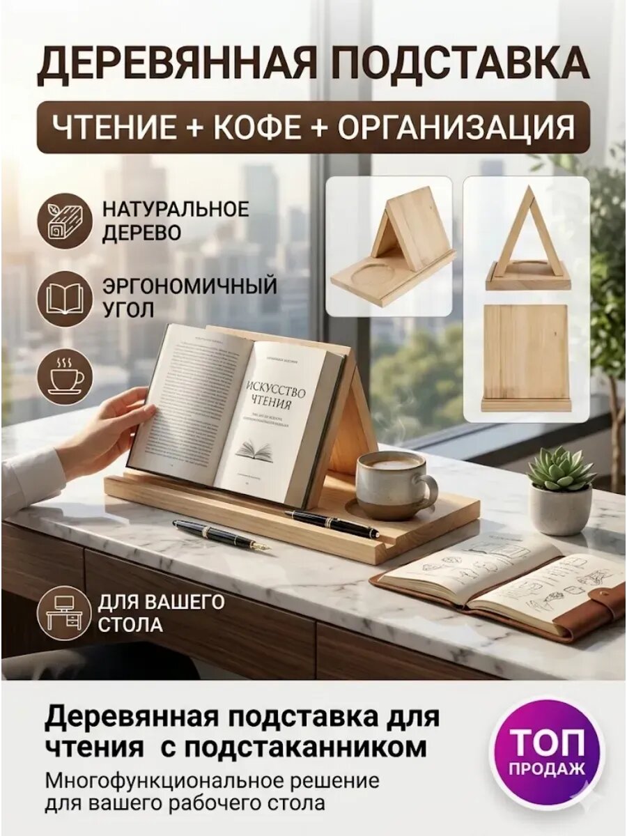 Подставка органайзер для книг с подстаканником