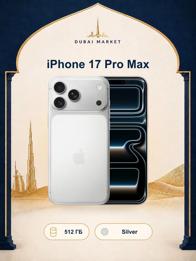 Apple Смартфон iPhone 17 Pro Max - SIM+eSIM - Global 12/512 ГБ, Nano-SIM, eSIM, серебристый