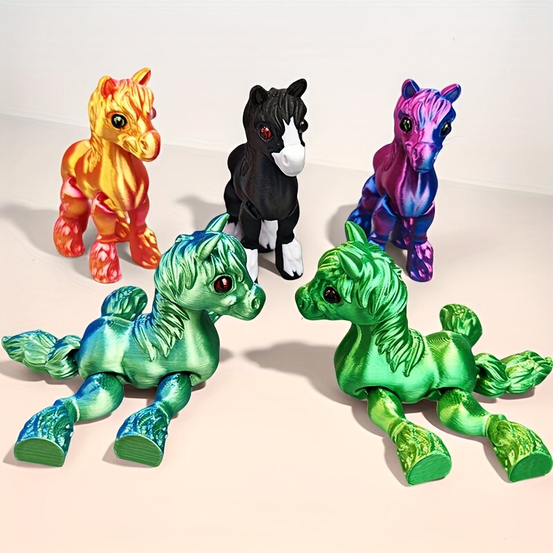 Миниатюрная фигурка пони с реалистичными глазами, 3D-печать, для декора рабочего стола, полки или шкафа, подходит для уличной витрины, подарок на Рождество, Хэллоуин, Пасху, цвет: сине-фиолетовый