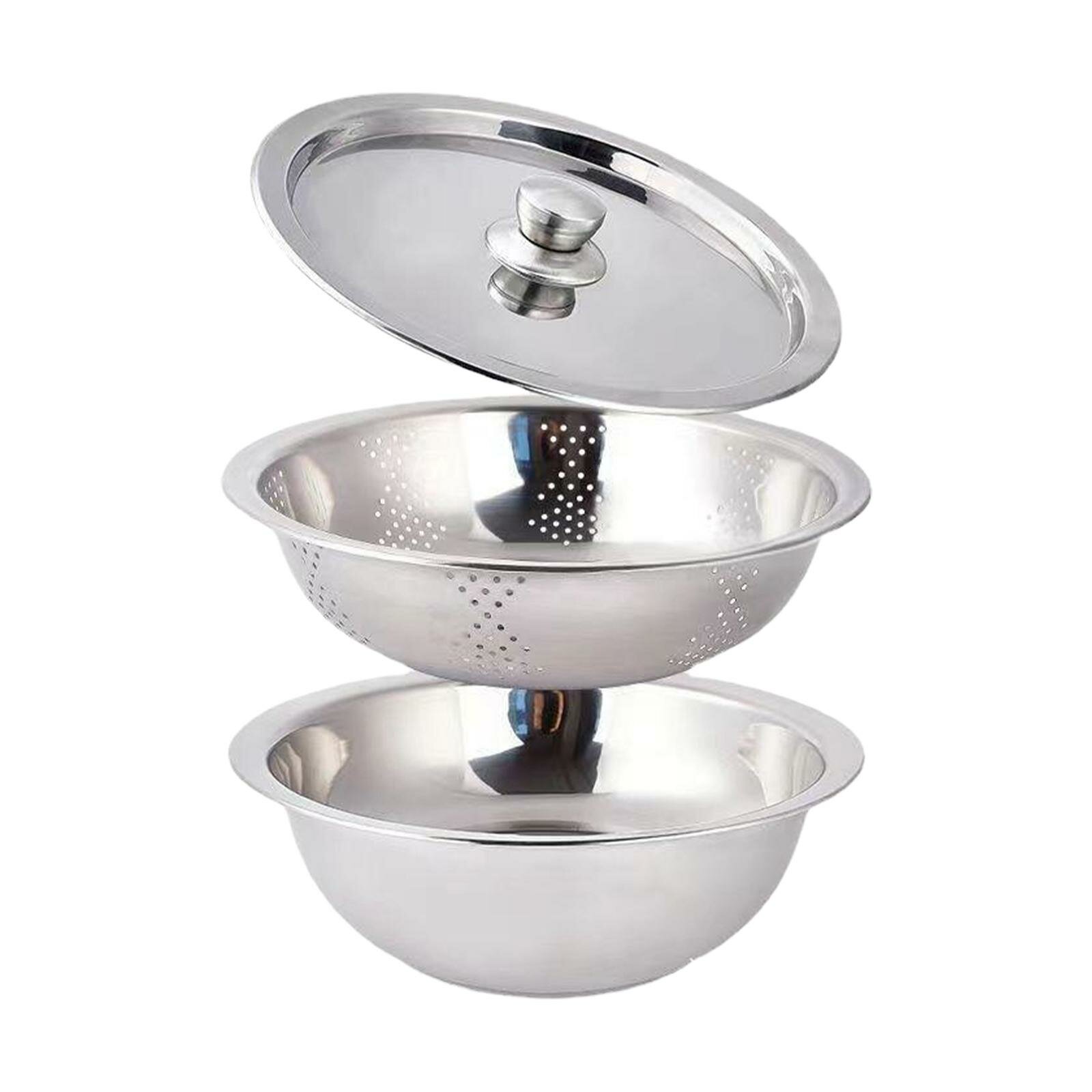 Colander and Bowl Set Food Storage Container for Refrigerator Pasta Strainer 32cm