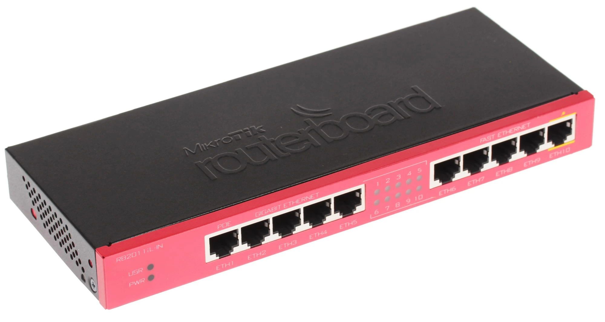 Маршрутизатор MikroTik RB2011iL-IN 10 портов 5xGigabit 5xFast Ethernet Passive PoE RouterOS L4 настольный
