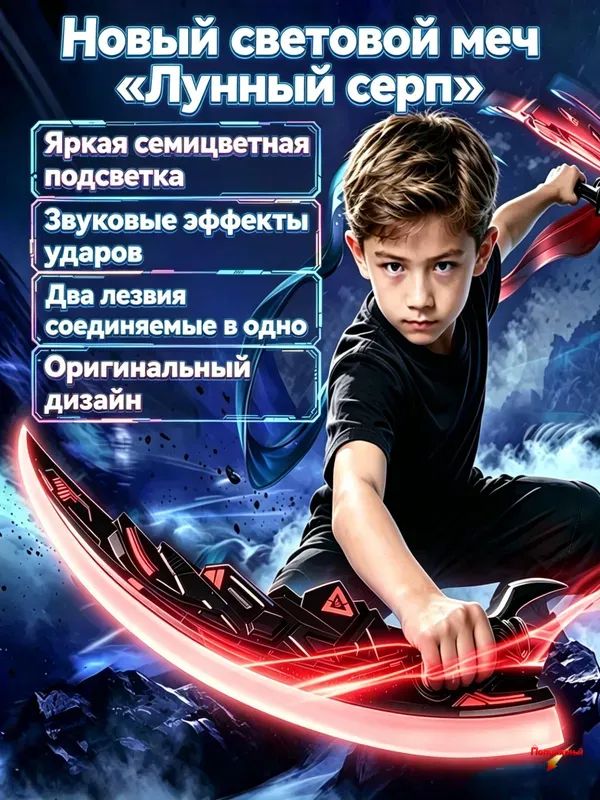 Игрушечный серп с подсветкой/игрушки для мальчиков/меч светящийся/7 цветов подсветки/Красный-1 штука