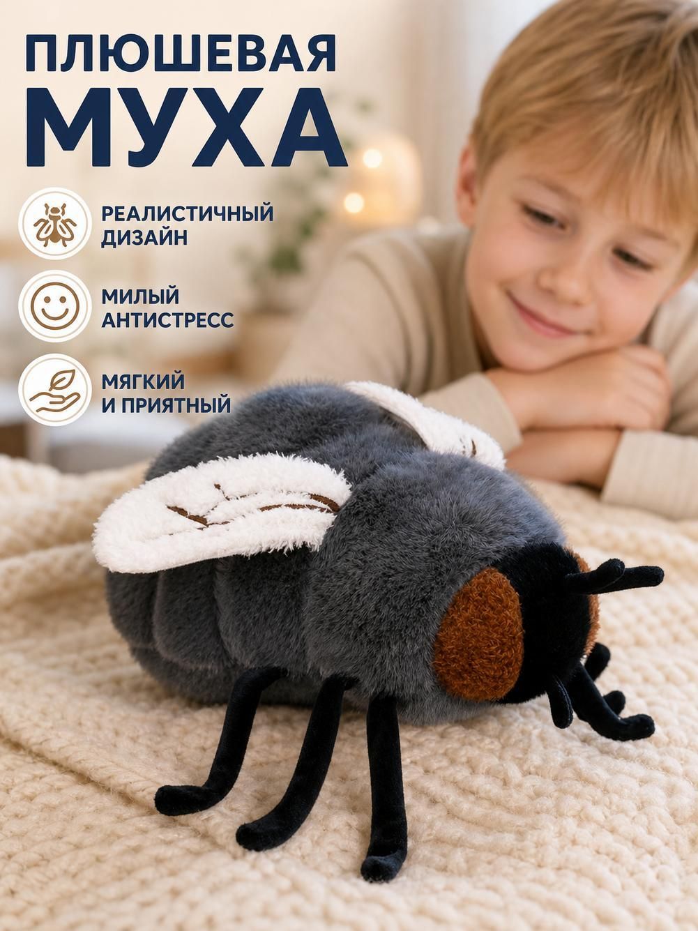 Мягкая игрушка Муха 23 см