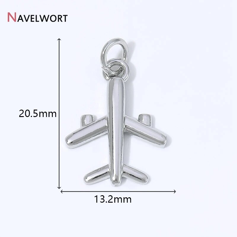 Золотые подвески-шармы самолеты NAVELWORT 6 pieces, Rhodium plated