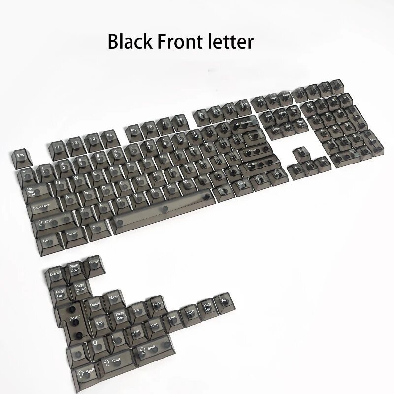 Прозрачные английские кейкапы Letter Drive для механической клавиатуры Cherry MX Черный, Black