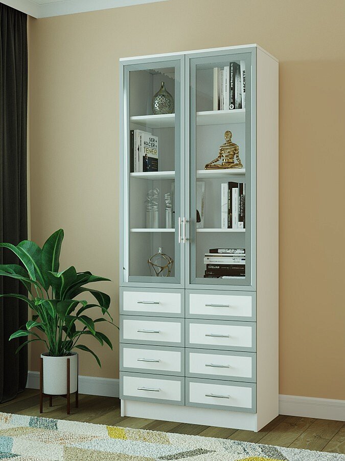 Книжный шкаф МебельЛэнд24 Альма - 12 Белый 80x50x230