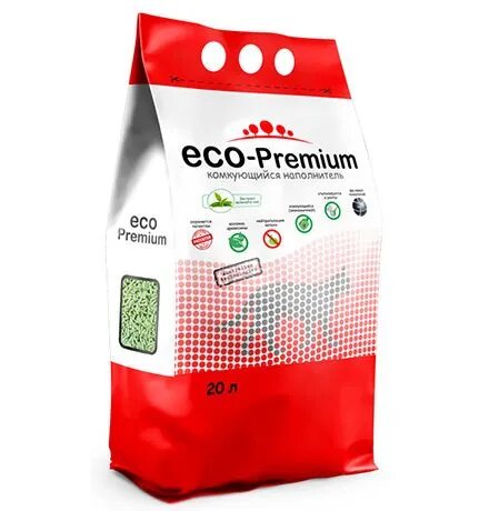 Eco Premium Зеленый чай / Наполнитель Эко Премиум для кошачьего туалета Древесный Комкующийся с ароматом Зеленого чая, 20 л (7,6 кг)