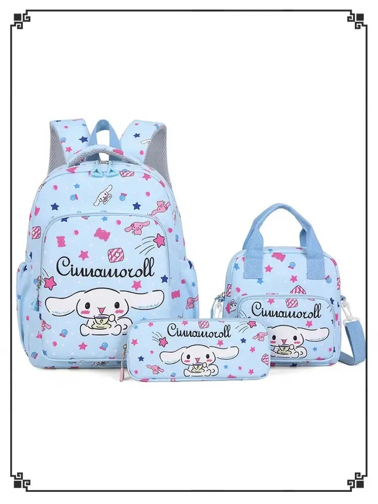 Сумка школьная детская голубая с принтом Cinnamoroll, набор из 3 предметов, для девочек, арт. 5096815635