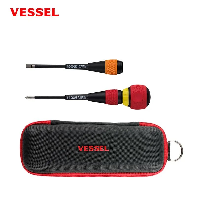3 шт! VESSEL Набор отвертка с трещоткой, многофункциональная, с удлинителем,2200 +2X100 -6X100+Bag